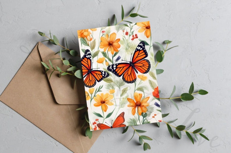 Monarch Butterfly Backgrounds Clip Art - Digital Download PRINTABLE ...