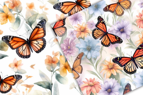 Monarch Butterfly Backgrounds Clip Art - Digital Download PRINTABLE ...