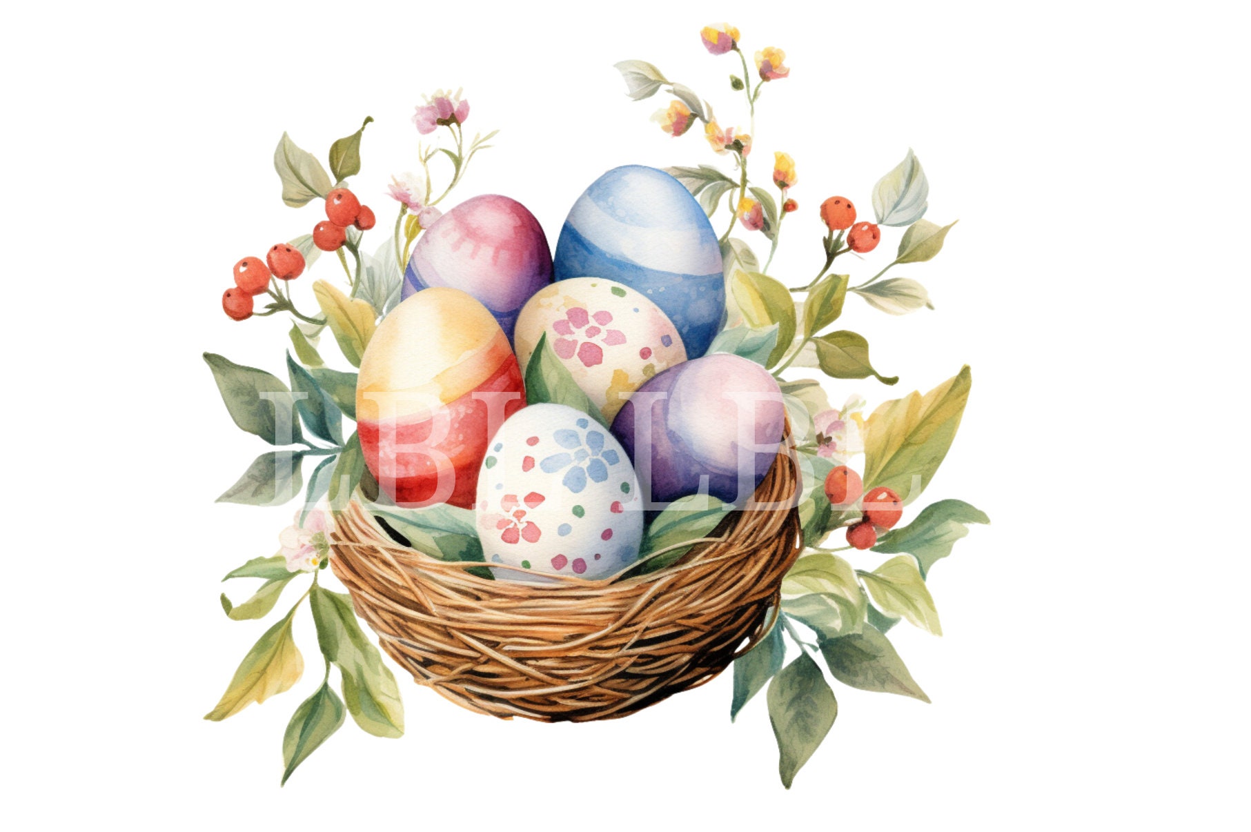 8 Watercolor Easter Egg Clip Art Transparency Digital Papers Digital ...