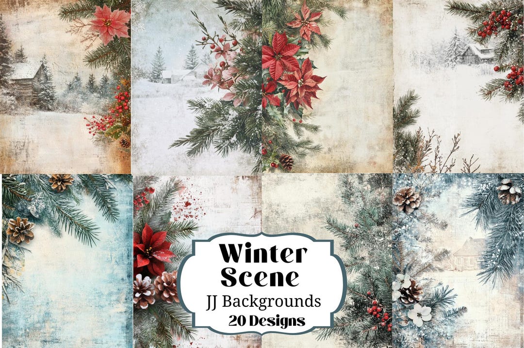 20 WINTER SCENE Junk Journal Backgrounds ~ 300 Dpi Jpg~ Digital Paper ...