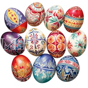 Watercolor Pysanka Ukrainian Easter Eggs Clip Art Transparency Digital ...