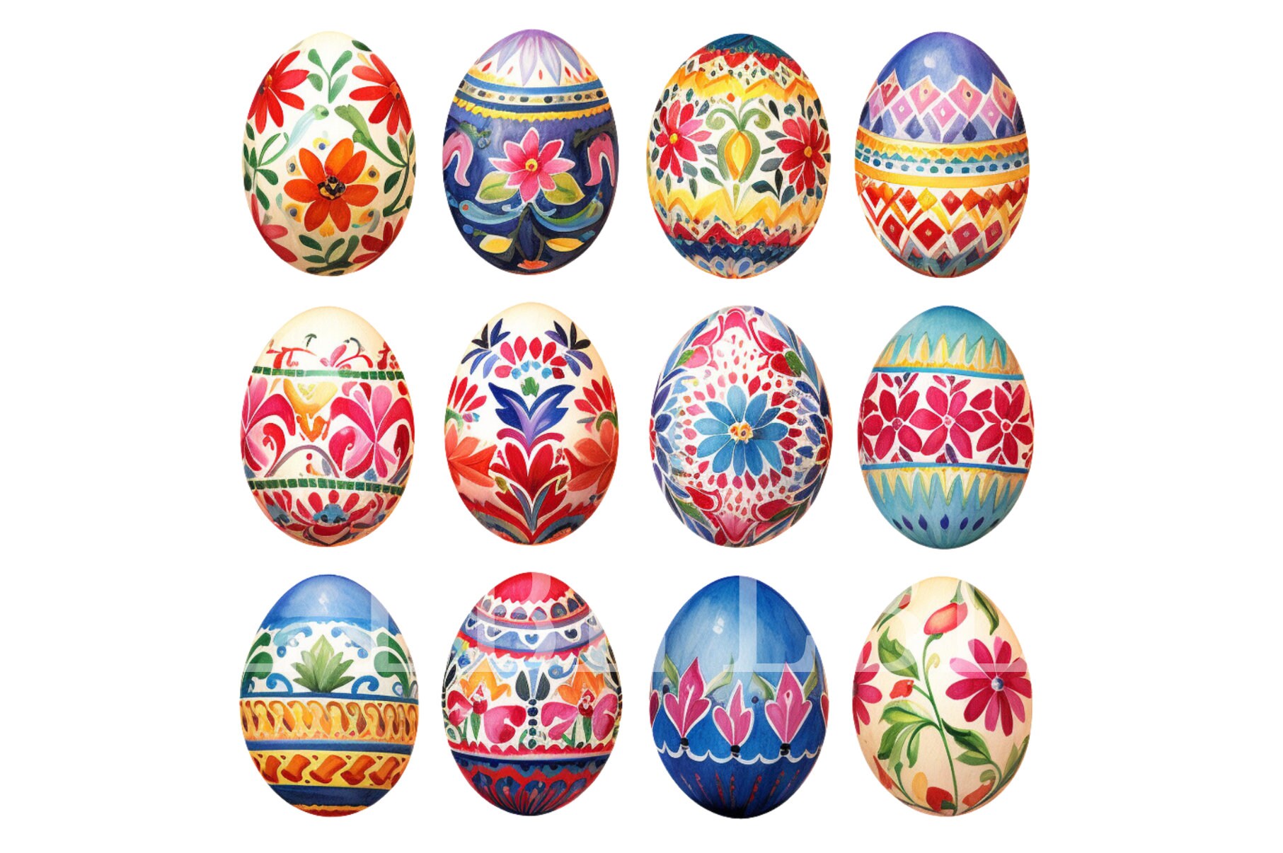 Watercolor Pysanka Ukrainian Easter Eggs Clip Art Transparency ...