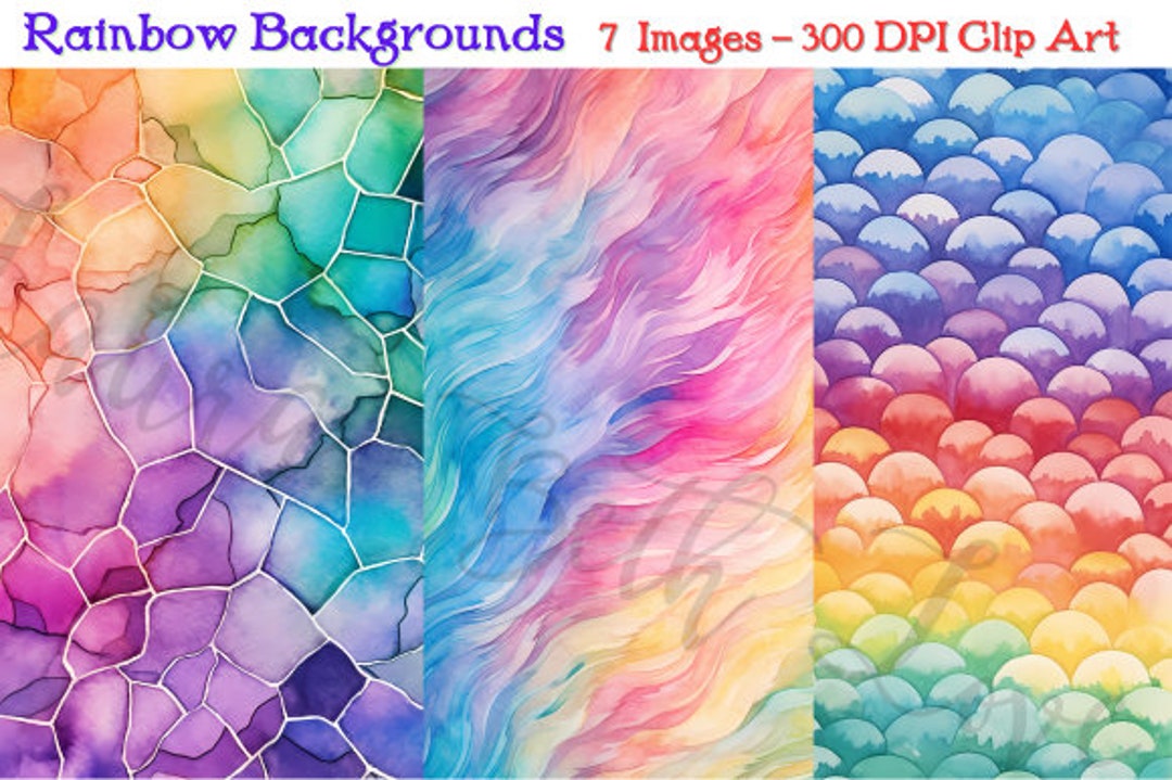 Dreamy Rainbow Watercolor Backgrounds Set 1 Digital - Etsy