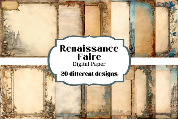Renaissance Faire Medieval Paper Backgrounds - 20 Designs - Digital ...
