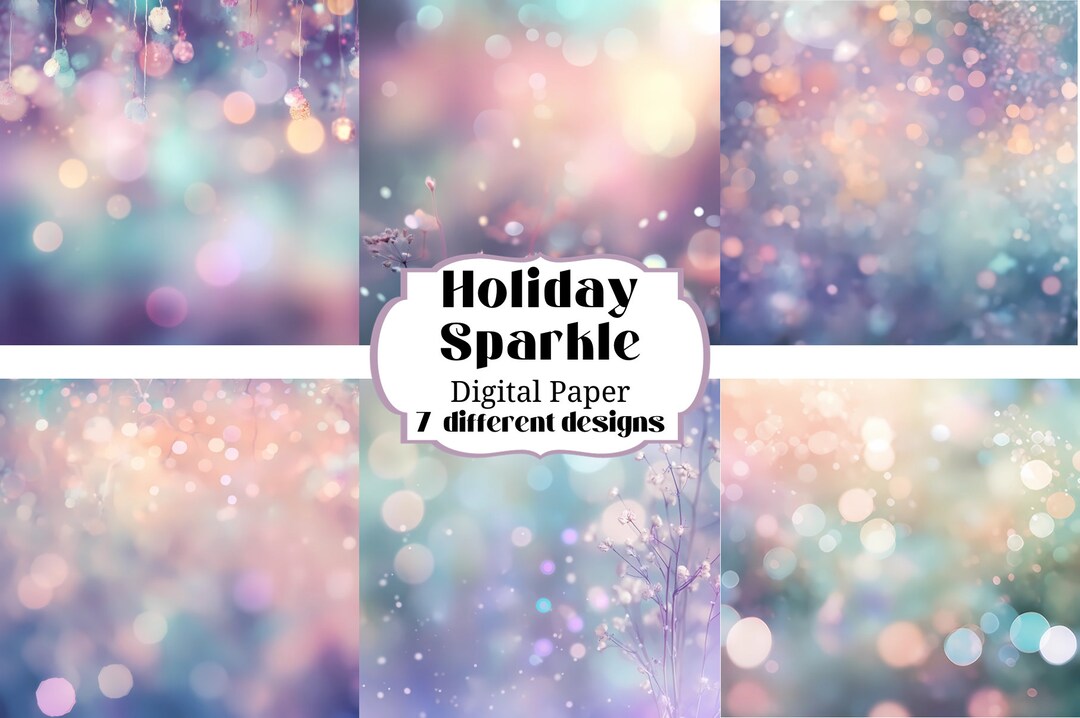 7 Holiday Angel Sparkle Digital Paper Illustrations Scrapbooking Junk ...