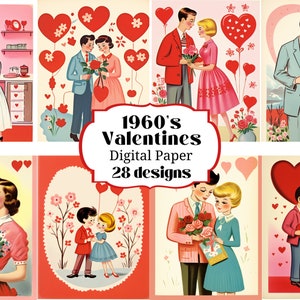 28 1960's Valentines Digital Image Files Scrapbooking Junk Journals ...
