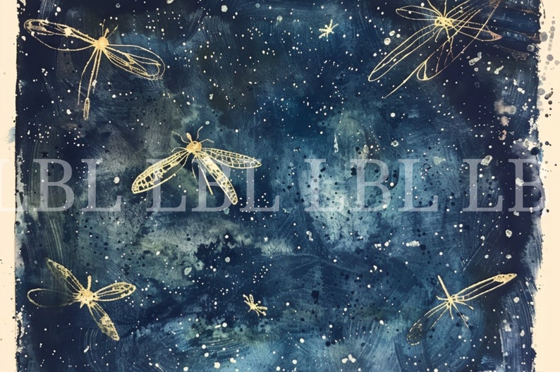 12 Fireflies Watercolor Backgrounds ~ 300 DPI ~ Digital Paper ...