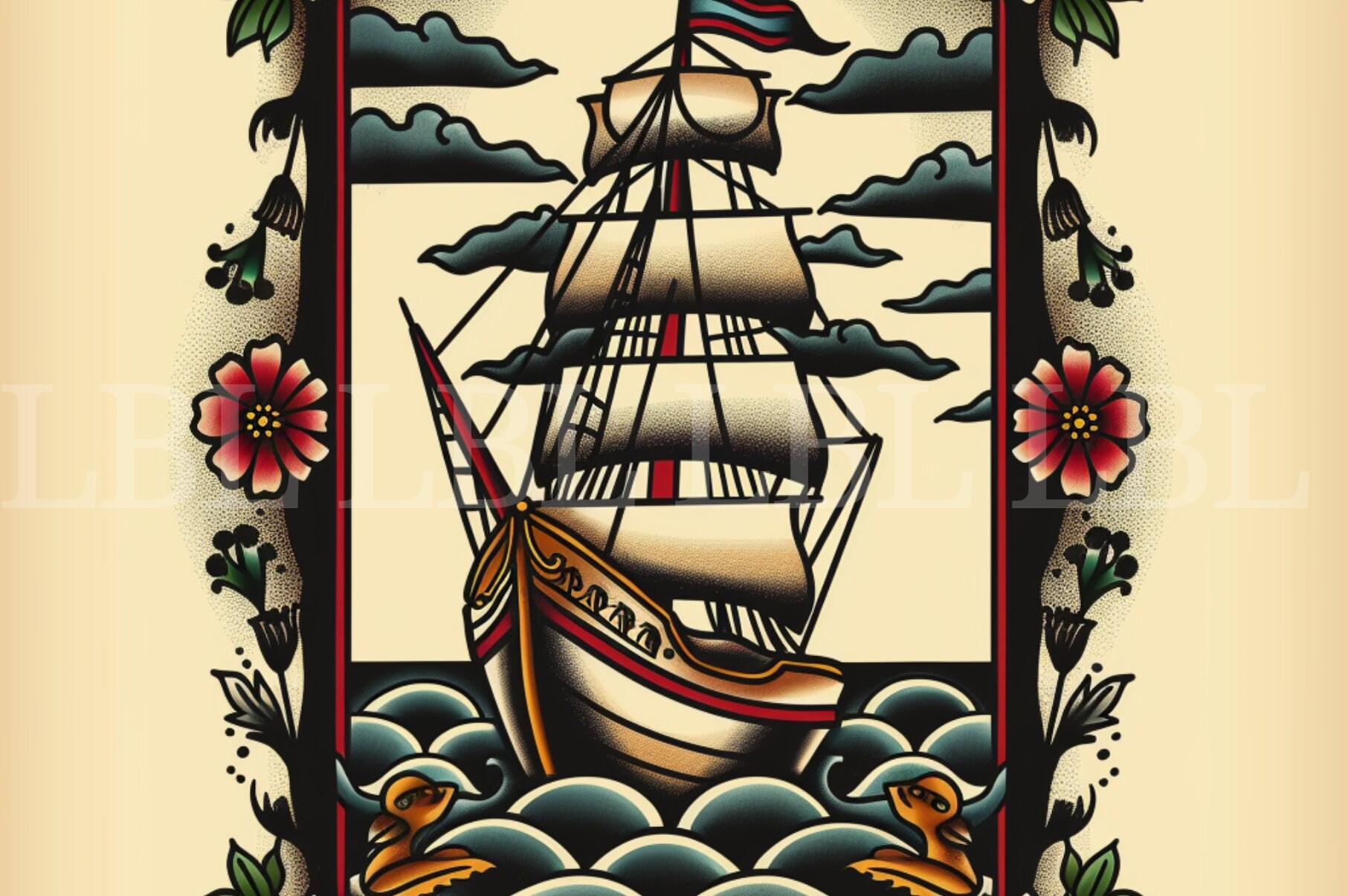 29 Traditional Style Nautical Tattoo Flash Illustrations ~ 300 DPI ...
