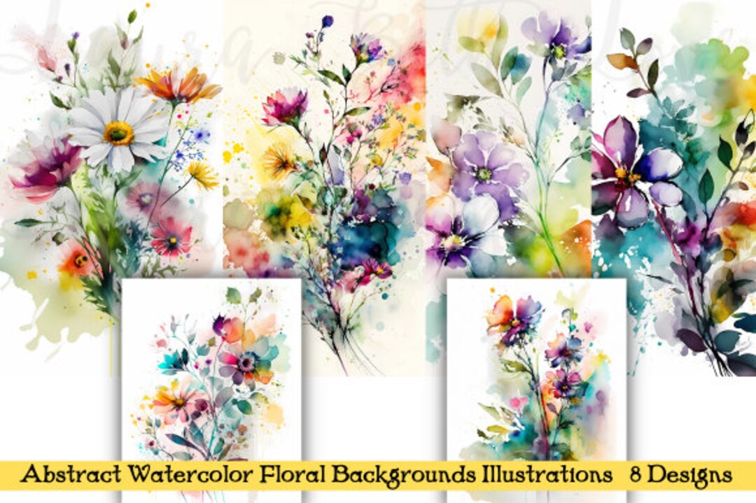 Abstract Watercolor Floral Background Digital Download PRINTABLE ...