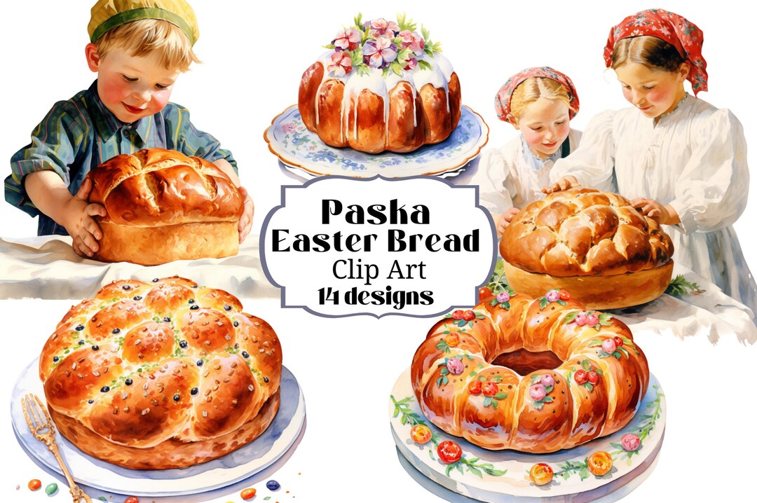14 Watercolor Paska Easter Bread Clip Art Transparency Digital Papers Digital Download PRINTABLE ...
