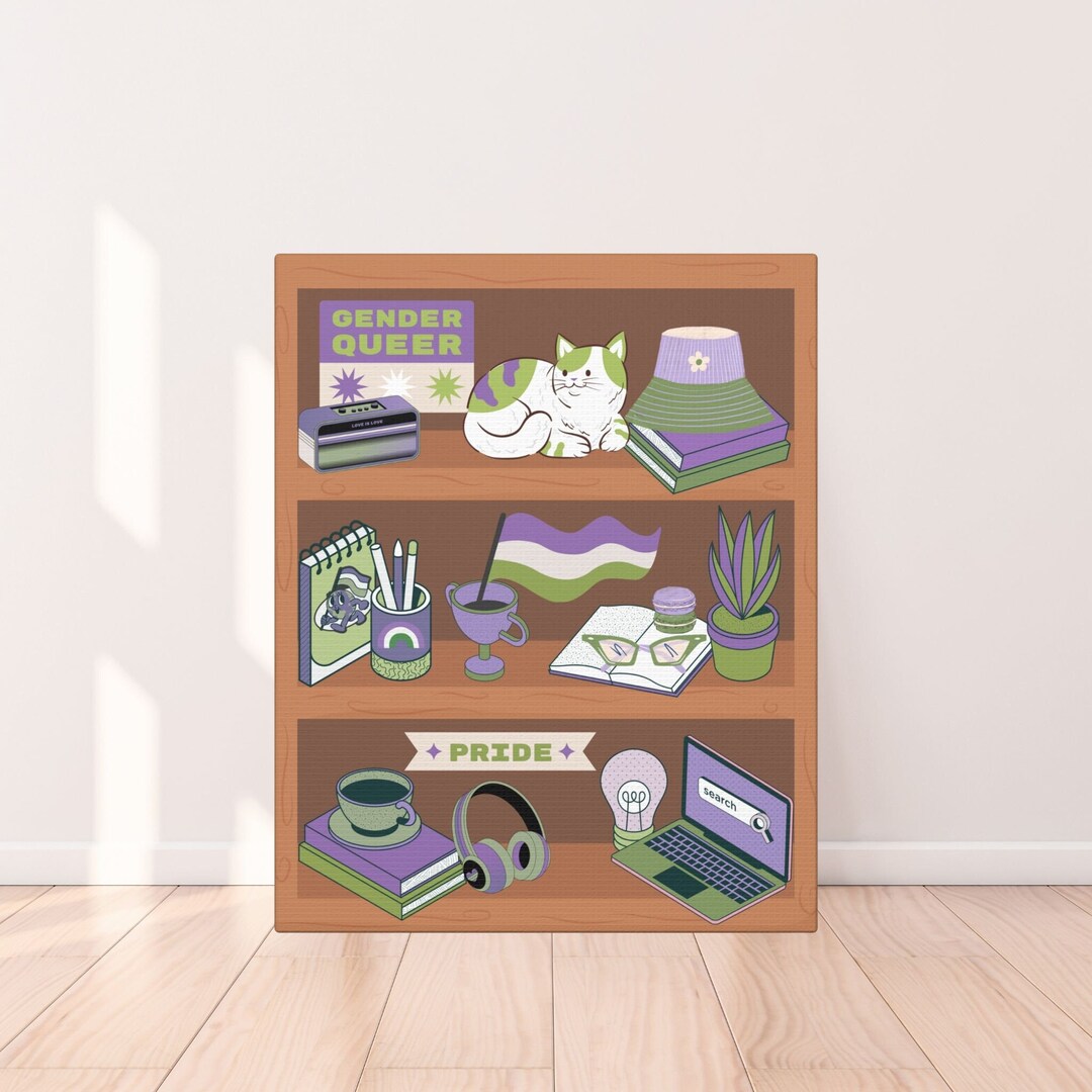 Genderqueer Pride Bookshelf Canvas Gallery Wrap | Genderqueer Pride ...
