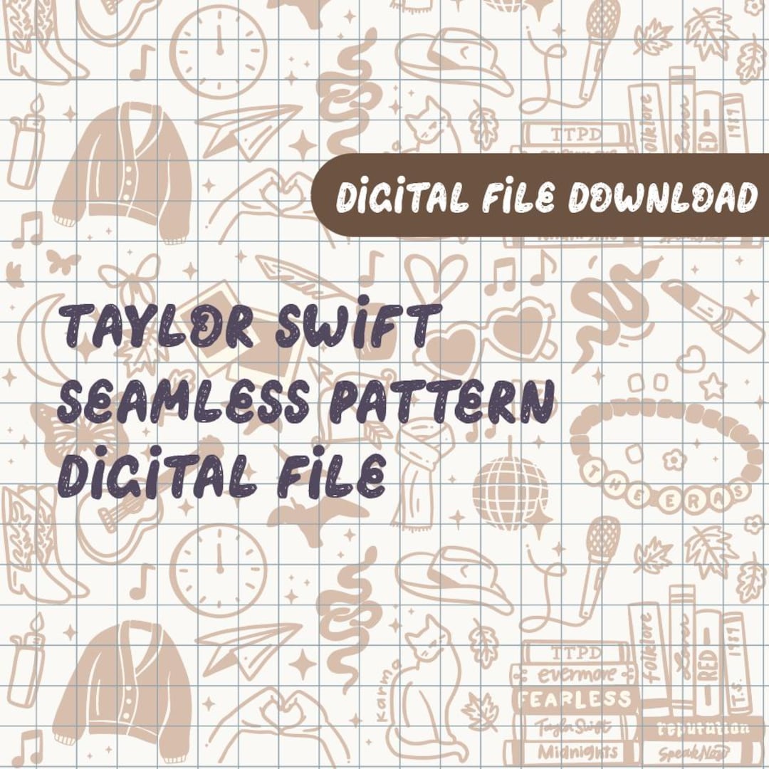 Taylor Swift Drawn Seamless Pattern Digital File, SVG, PNG, Digital ...