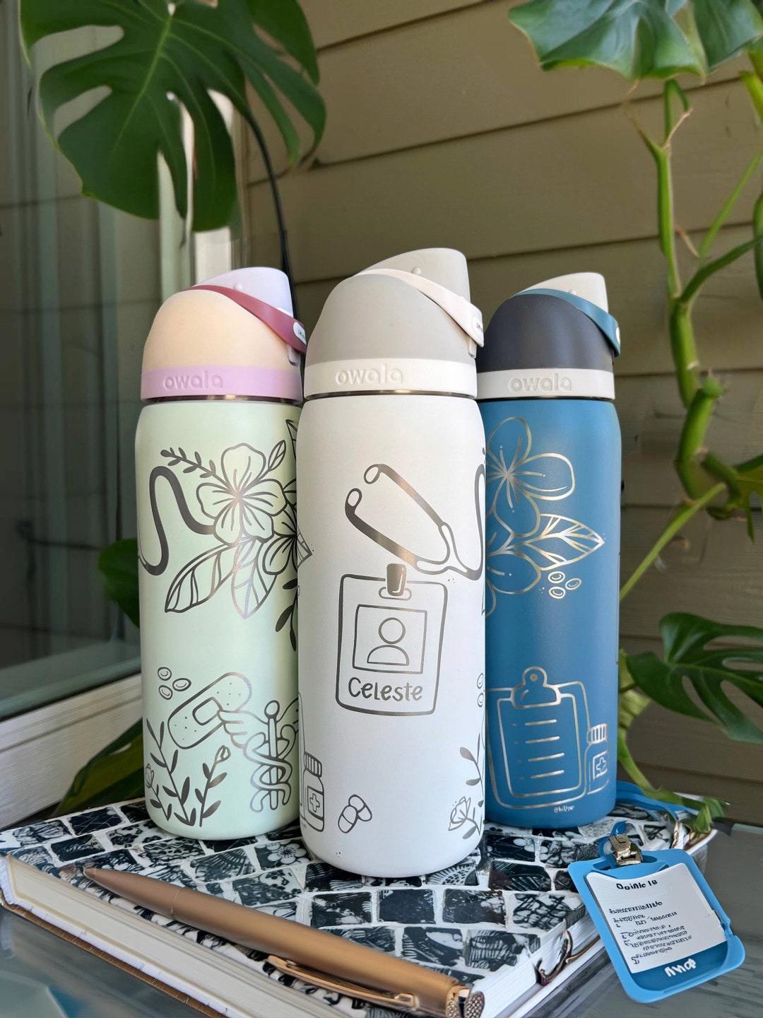 Personalized Medical Bottle Design Tropical - Custom Name Engraved on ...