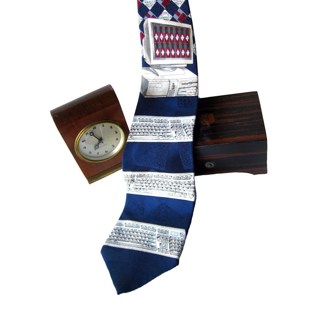 Foodie Necktie With Tabasco and Computer / Mens Fashion / Novelty Neck ...