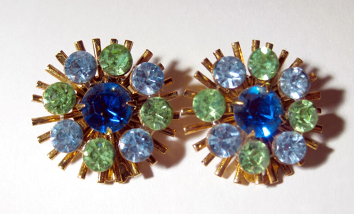 Atomic Rhinestone Pin and Earring Set Vintage Jewelry - Etsy