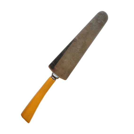 Bakelite Cake Server With Serrated Edge Yellow Bakelite | Etsy