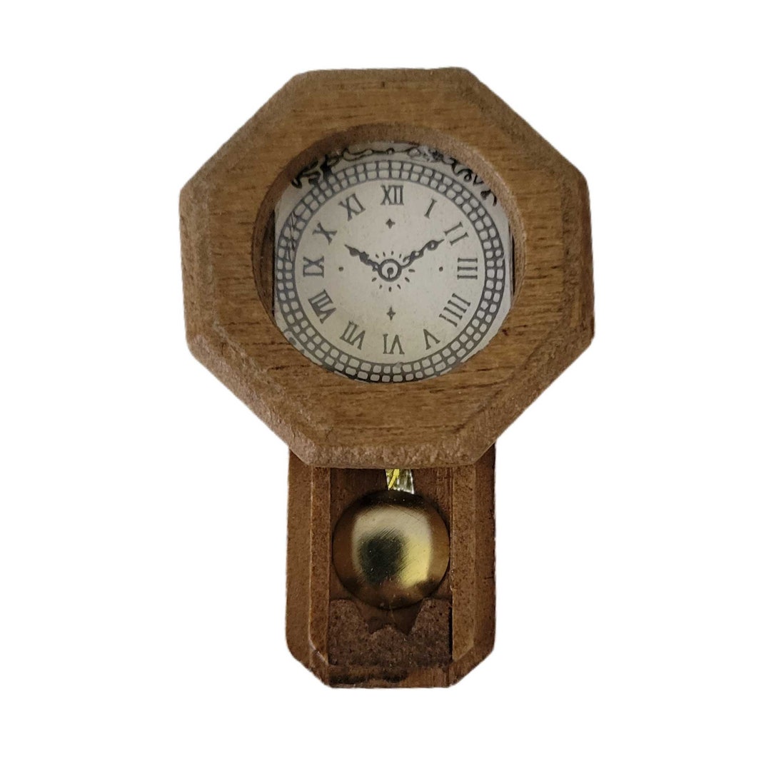 Miniature Wall Clock, Dollhouse Miniature Wooden Clock, Wood Clock for ...