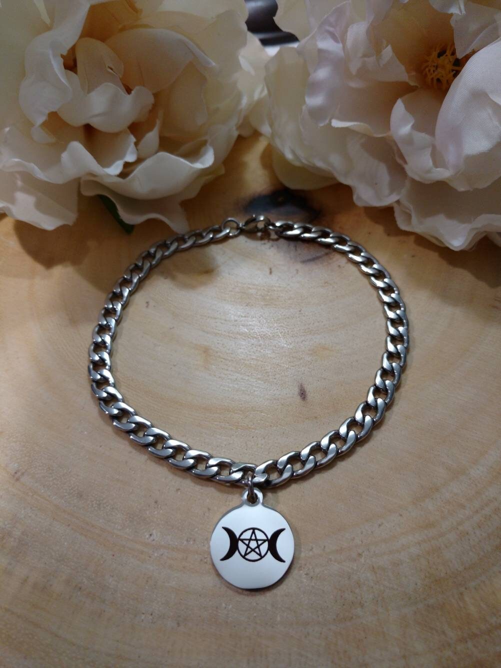 Triple Moon Goddess Stainless Steel Ankle Bracelet-witchy Anklet,witchy ...