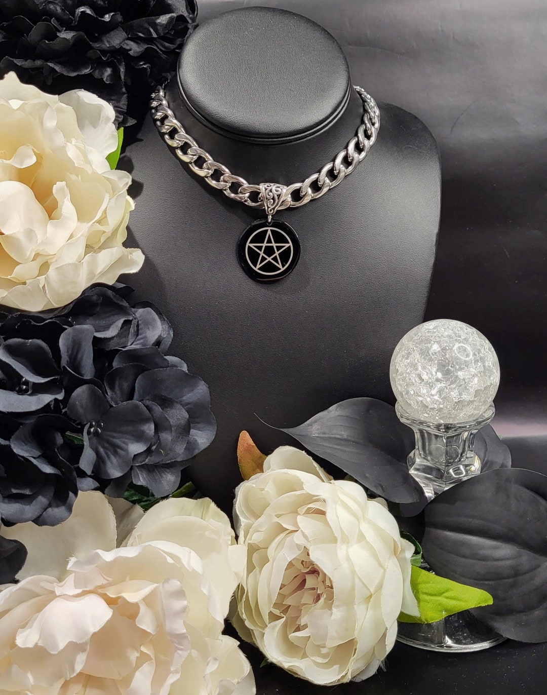 Pentacle Pentagram Stainless Steel Extreme Choker Charm Necklace ...