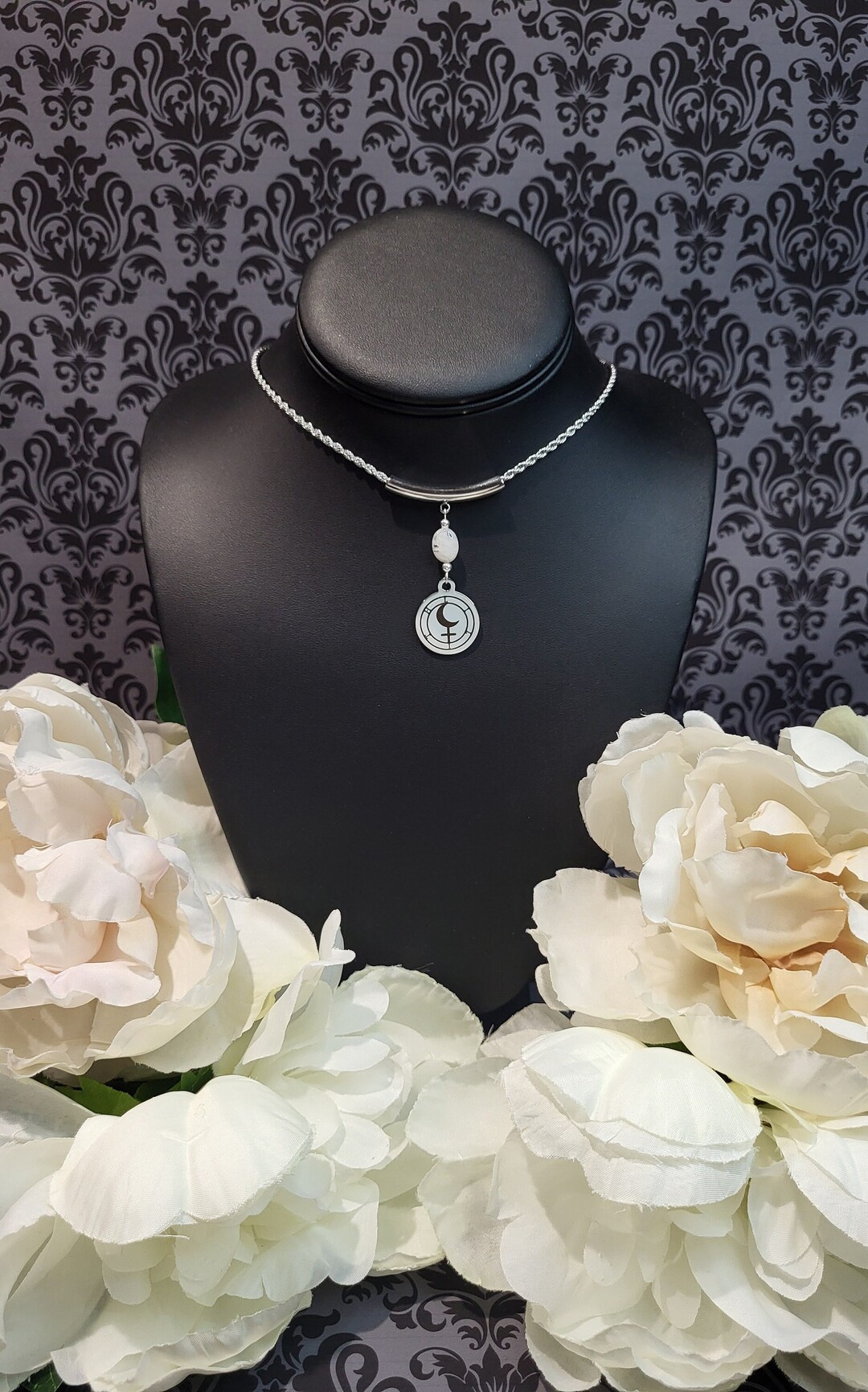 Lilith Sigil Rainbow Moonstone Pagan Occult Necklace,gemstone Necklace ...