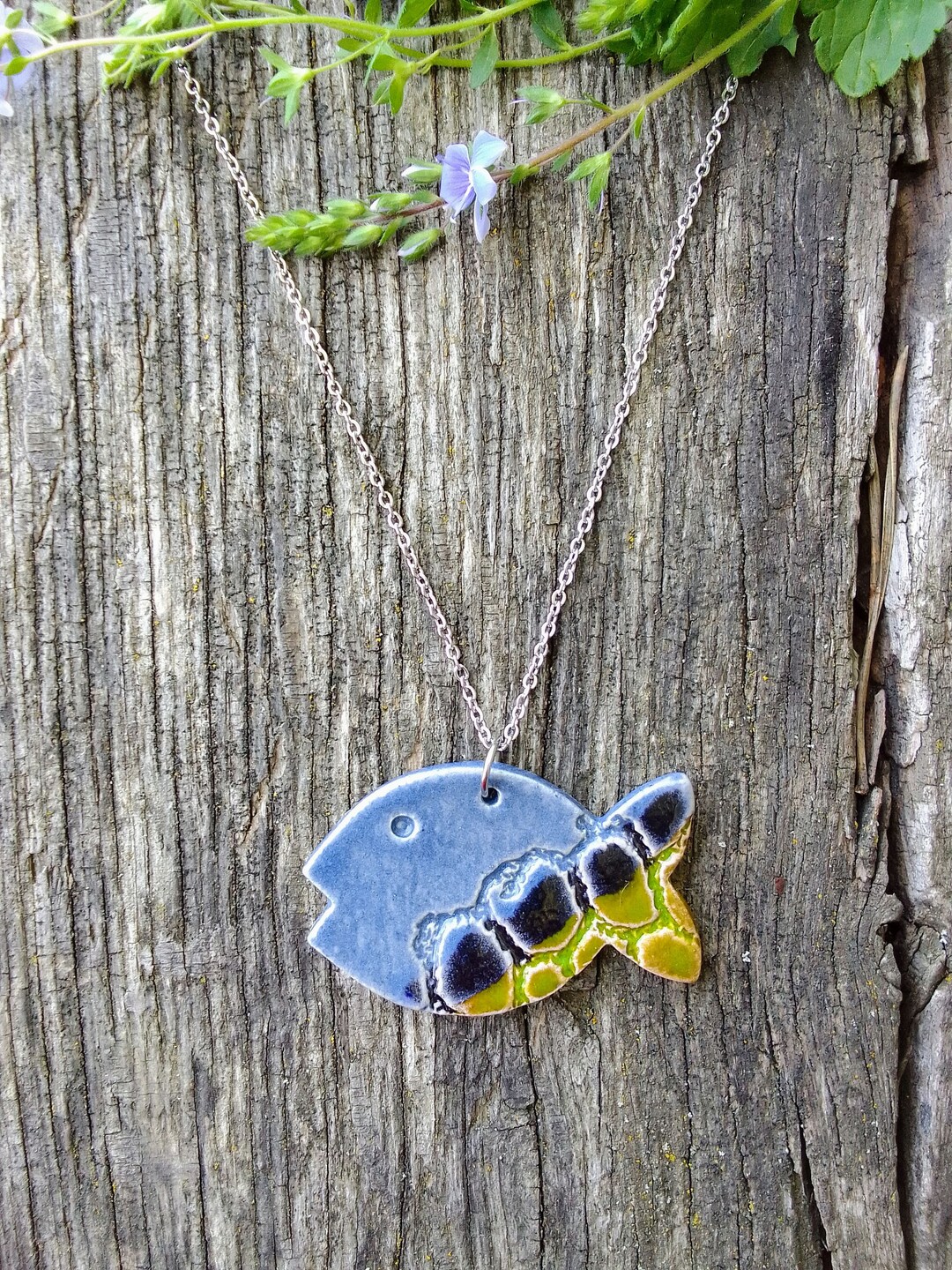 Fish Necklace / Ceramic Pendant Necklace / Handmade Necklace / Unique ...