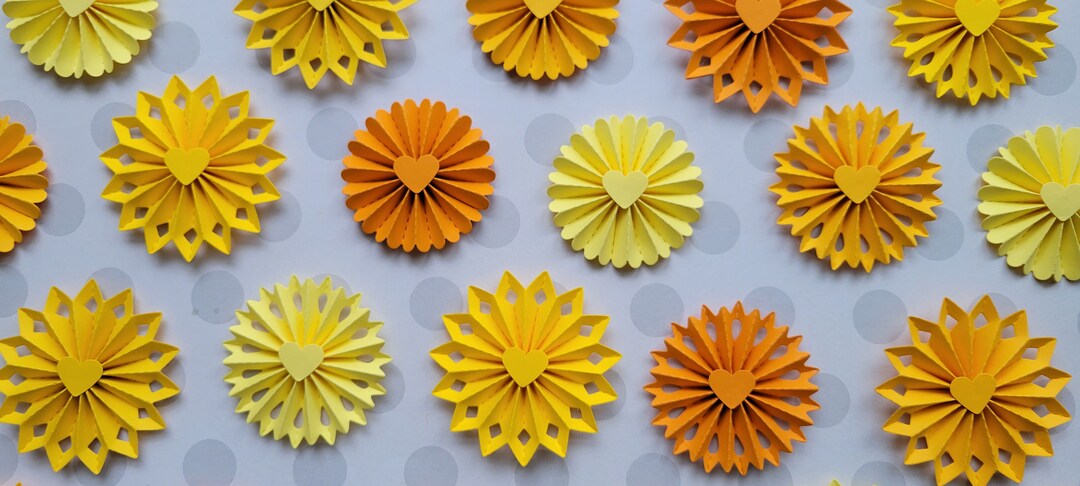 Yellow and Orange Paper Rosettes | Yellow and Orange Themed Rosette Set ...