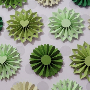 Green Paper Rosettes | Green Rosette Set | Green Paper Flowers | Paper ...
