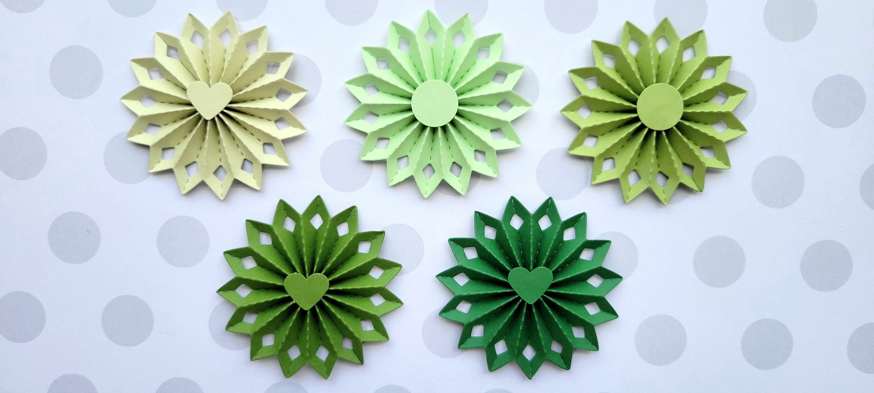 Green Paper Rosettes | Green Rosette Set | Green Paper Flowers | Paper ...