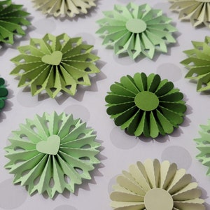 Green Paper Rosettes | Green Rosette Set | Green Paper Flowers | Paper ...