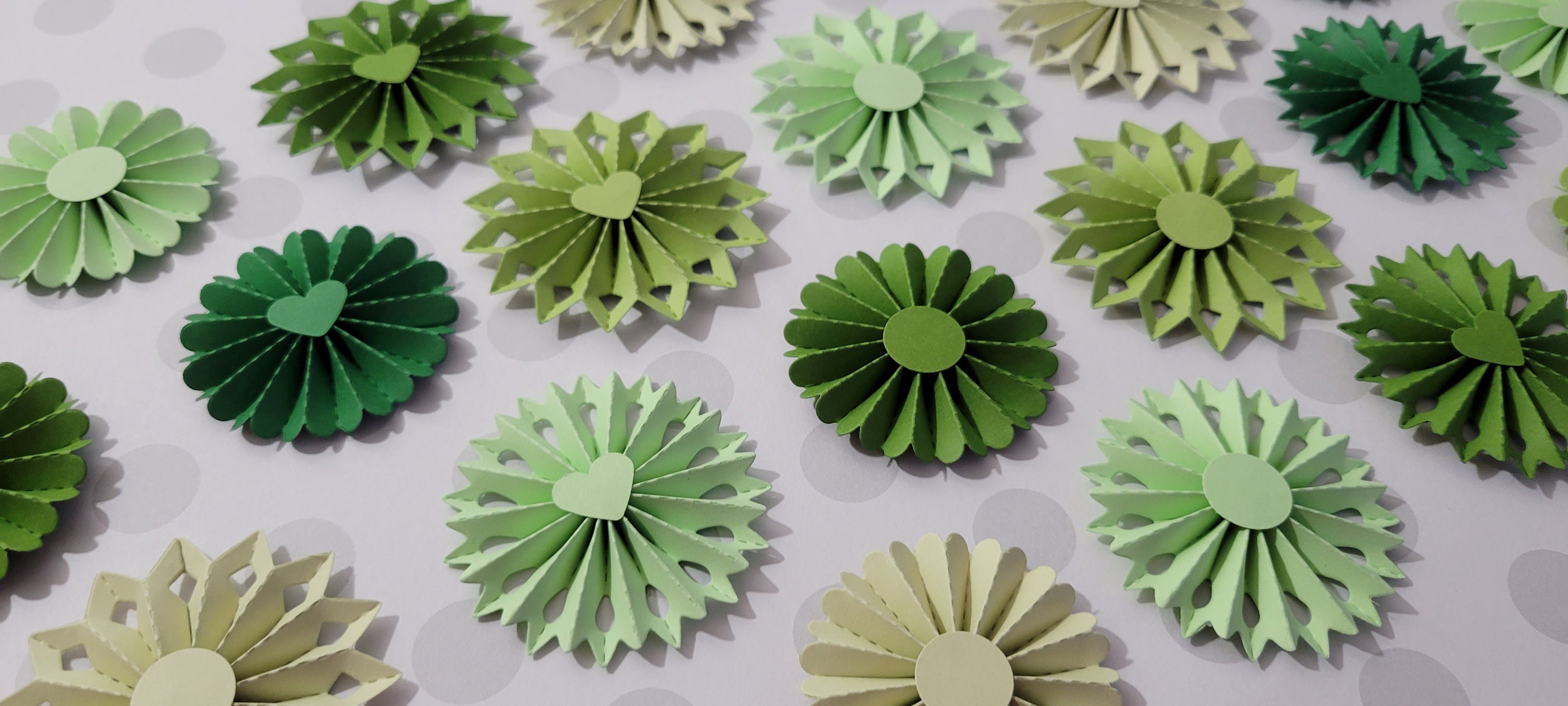Green Paper Rosettes | Green Rosette Set | Green Paper Flowers | Paper ...