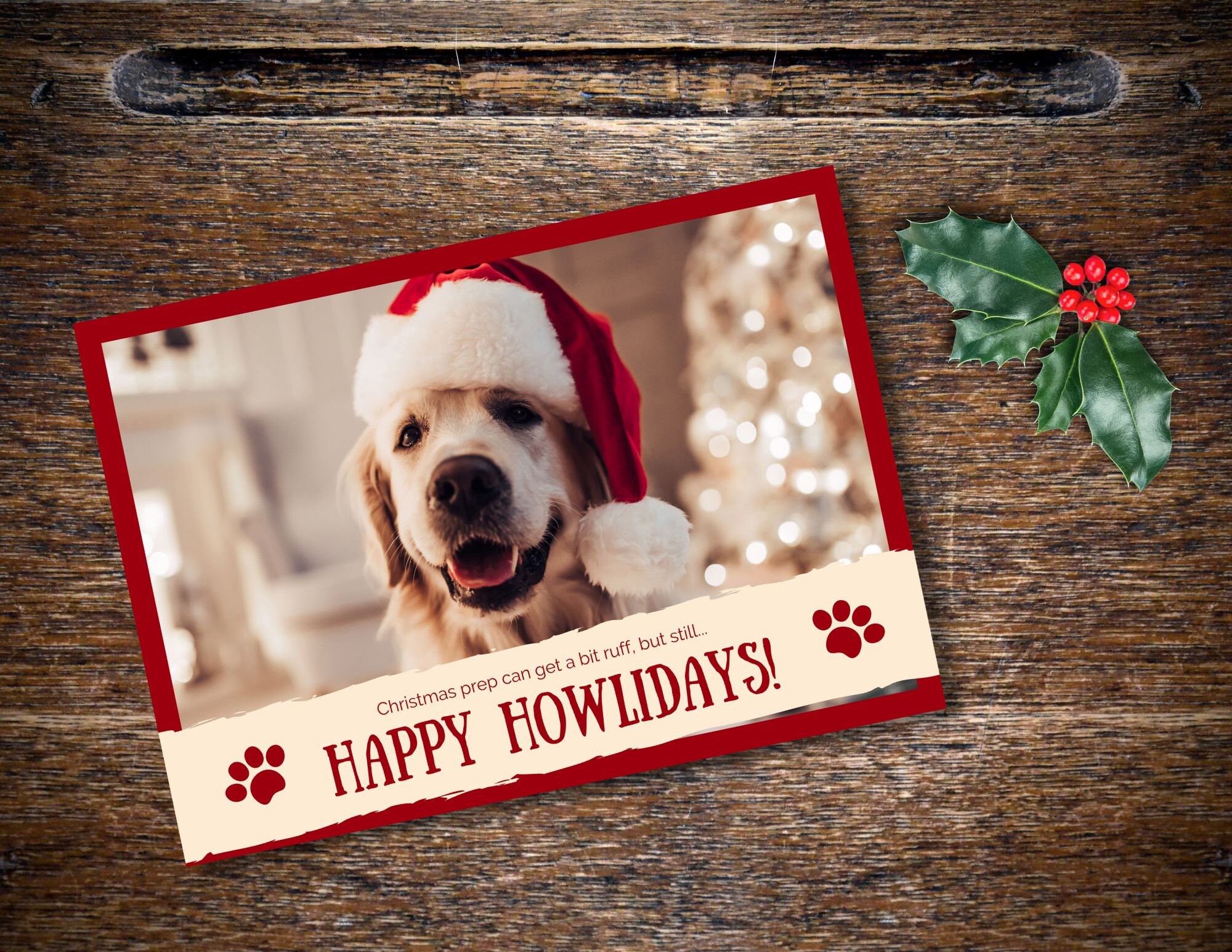 Happy Howlidays Personalized Christmas Greeting Cards, Box Happy Howlidays Personalized Christmas Greeting Cards, Box