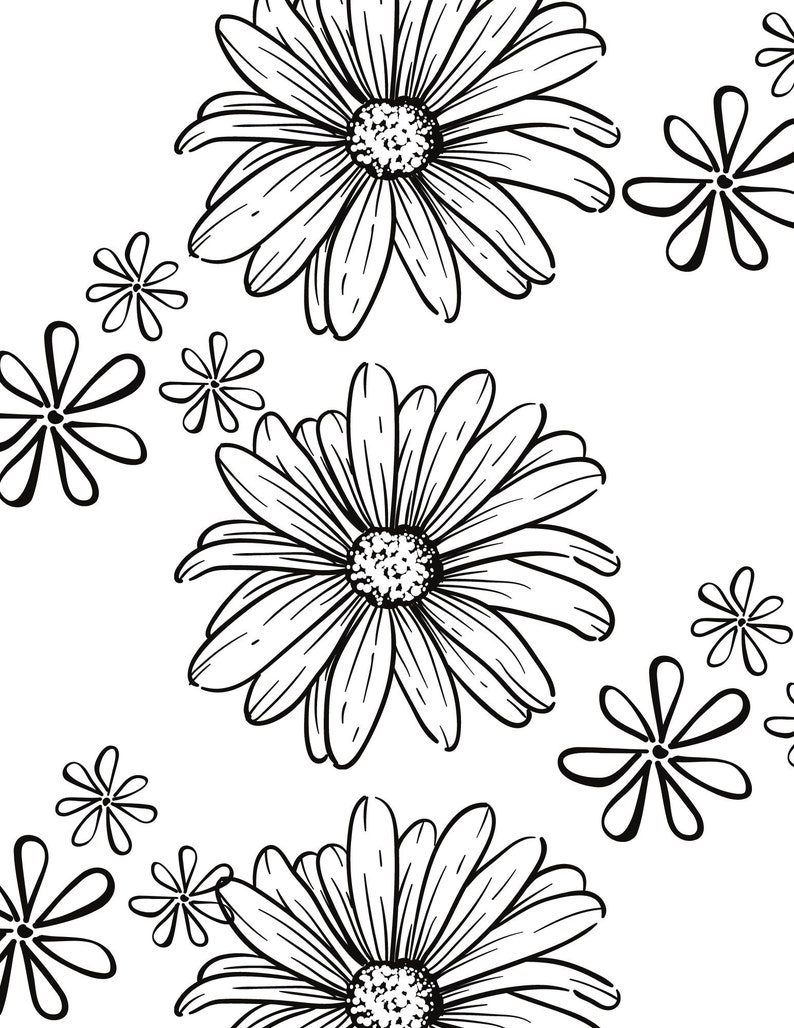 Flower Power Digital Downloadable Coloring Book Printable Pages ...
