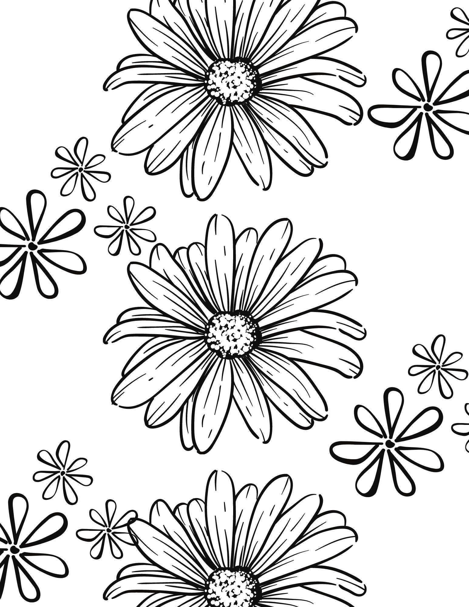 Flower Power Digital Downloadable Coloring Book Printable Pages ...