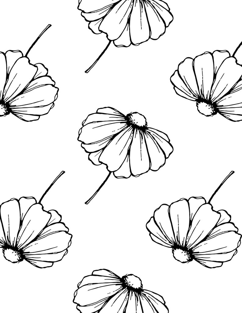 Flower Power Digital Downloadable Coloring Book Printable Pages ...