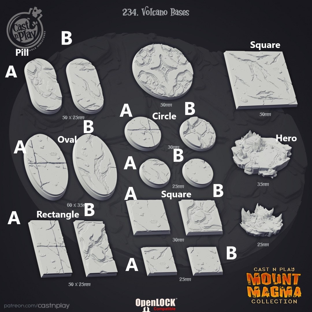 Volcano Bases 25mm-35mm-50mm-60mm-75mm-100mm Mount Magma - Etsy