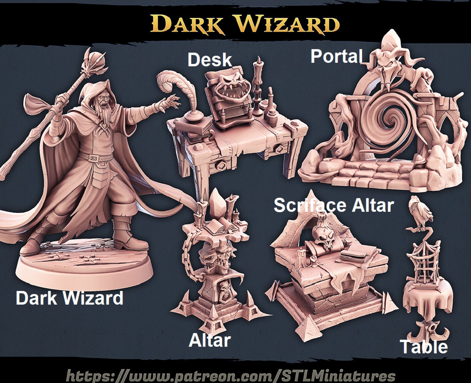 Dark Wizard Adventurer Set STL Miniatures DND Pathfinder - Etsy Australia