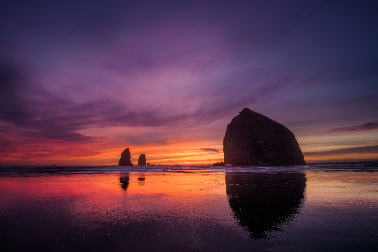 Oregon Coast Sunset Photography, Cannon Beach, Haystack Rock, Canvas ...