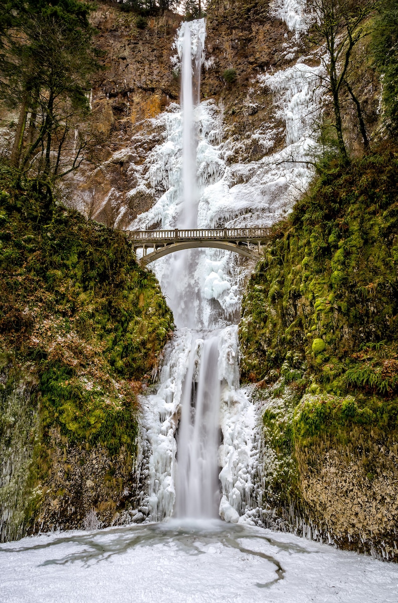 Multnomah Falls Photograph, Frozen Waterfall Print, Wall Decor, Fine ...