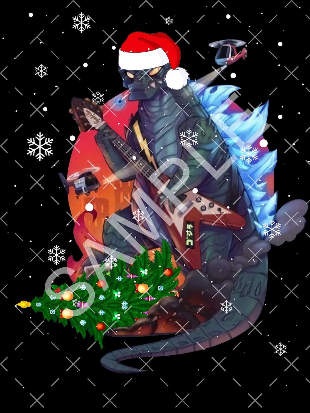 G0dzilla Santa Hat Ho Ho Ho Christmas Tree Png, Funny Christmas Monster ...