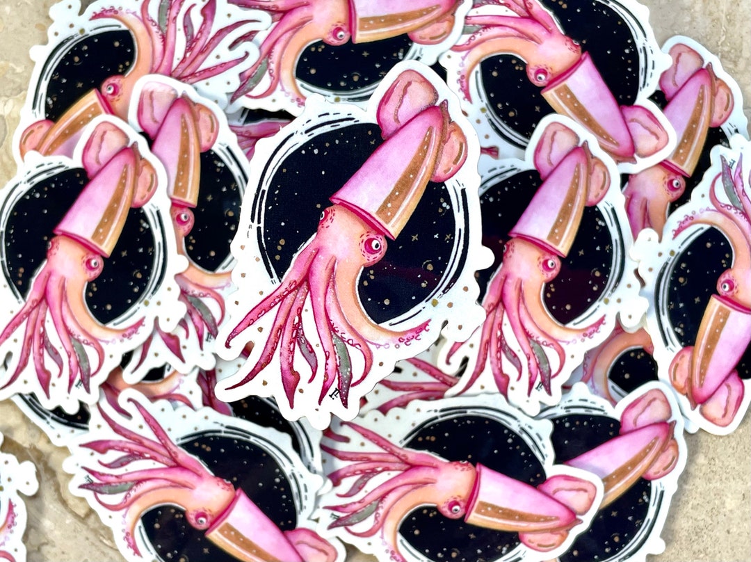Magical Squid Pink Glossy Sticker Laptop Water Bottle - Etsy UK