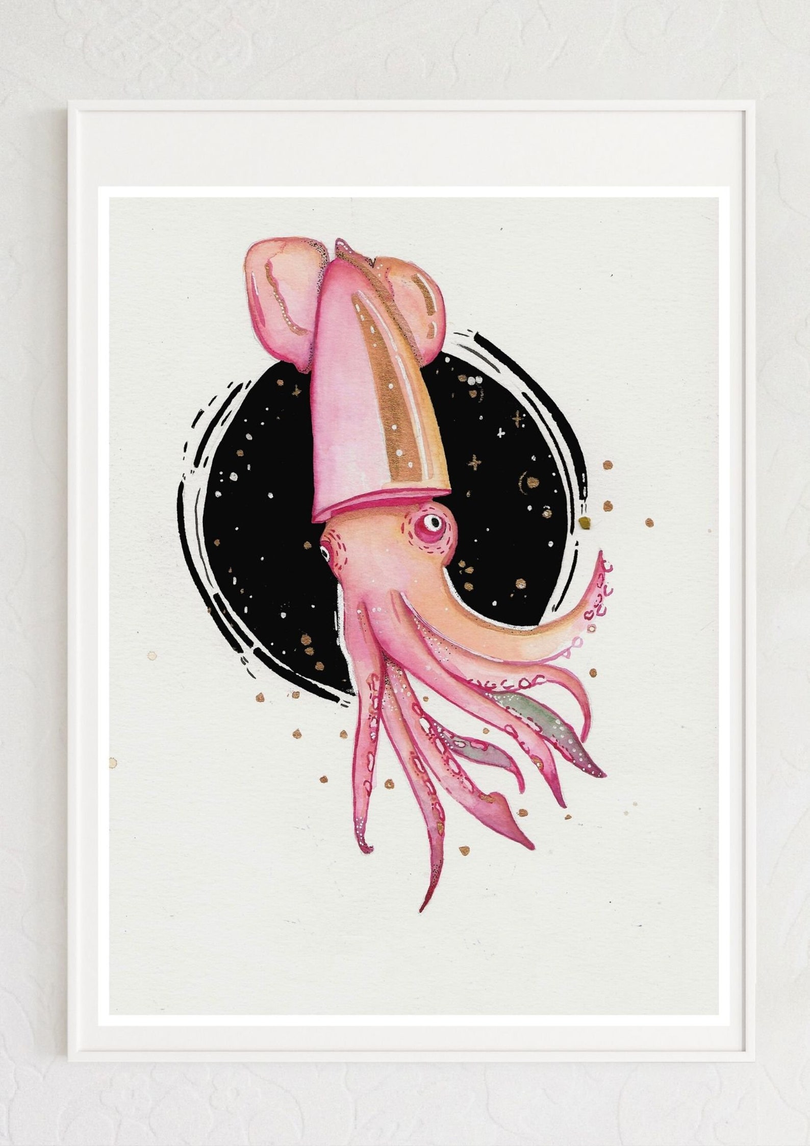 Magic Squid Watercolor and Brush Pen Fine Art Print Home Decor - Etsy