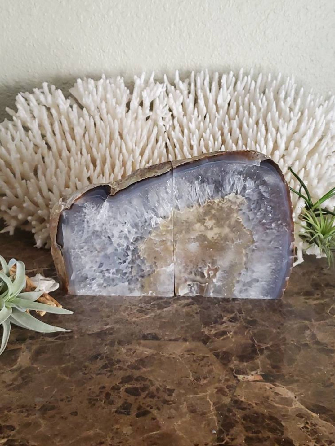Agate Bookend Bookend Bookends Geode Quartz Bookends Crystal Bookend ...