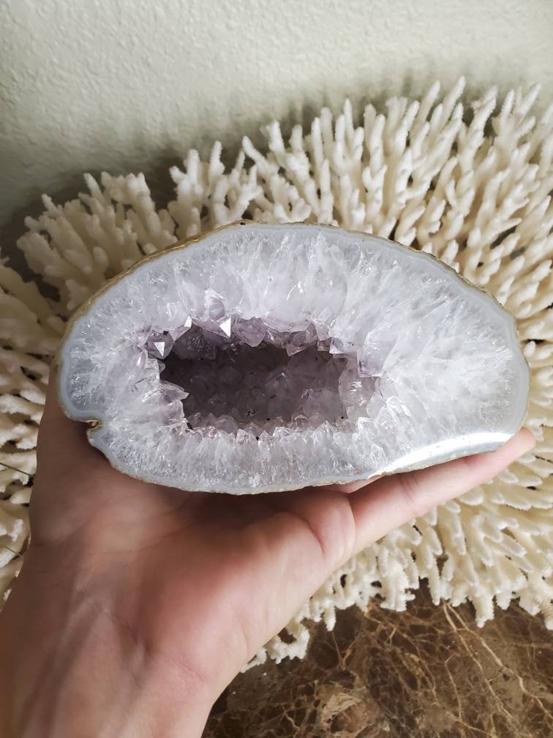 3.6 Lb Quartz Geode - Geode - Quartz Geode - Polished Geode Half ...