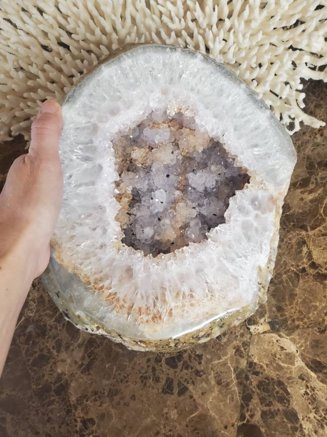 17.7 Lbs Agate Geode - Geode - Quartz Geode - Polished Geode Half ...