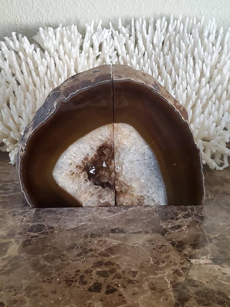 Crystal Rock Bookends Bookend Crystal Bookends Quartz Bookend Geode ...