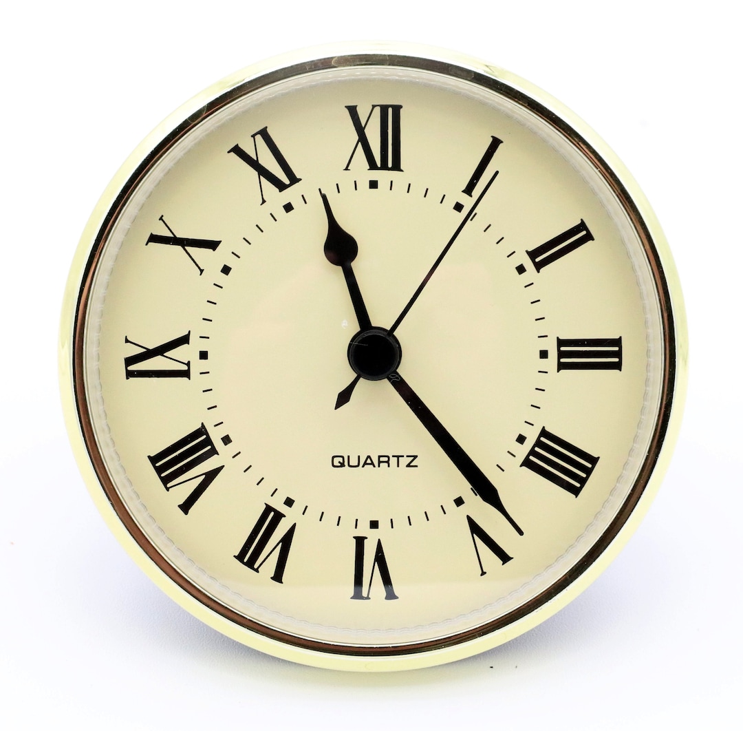 3 1/2" Quartz Clock Insert Fit up Movement 90 Mm Ivory Roman Dial GIR3 ...