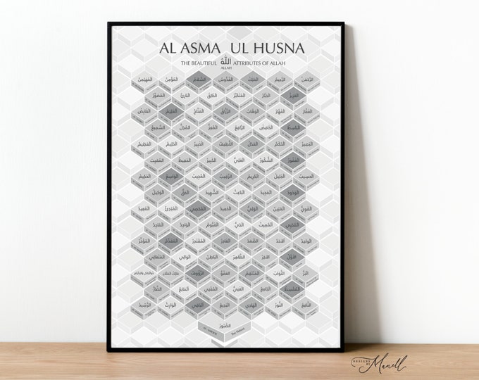 The 99 Names of Allah - Asma Allah Ul-husna - Poster - Calligraphy ...