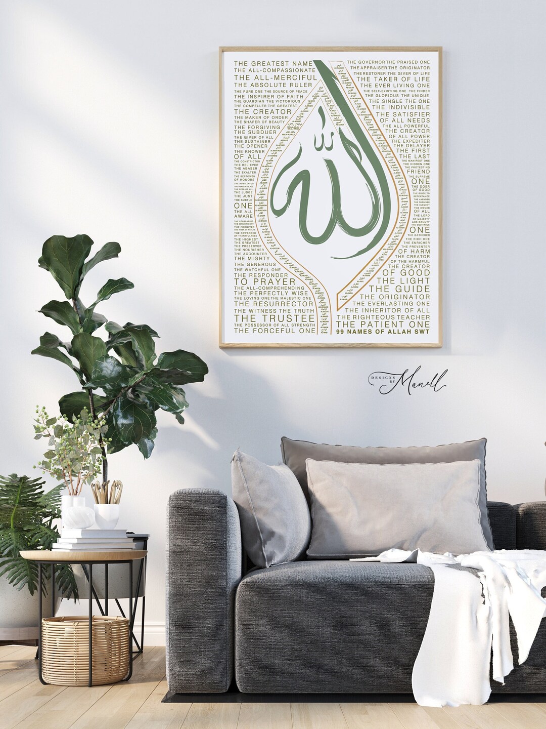 Asma Ul-husna 99 Names of Allah Print Islamic Poster Print DIGITAL ...