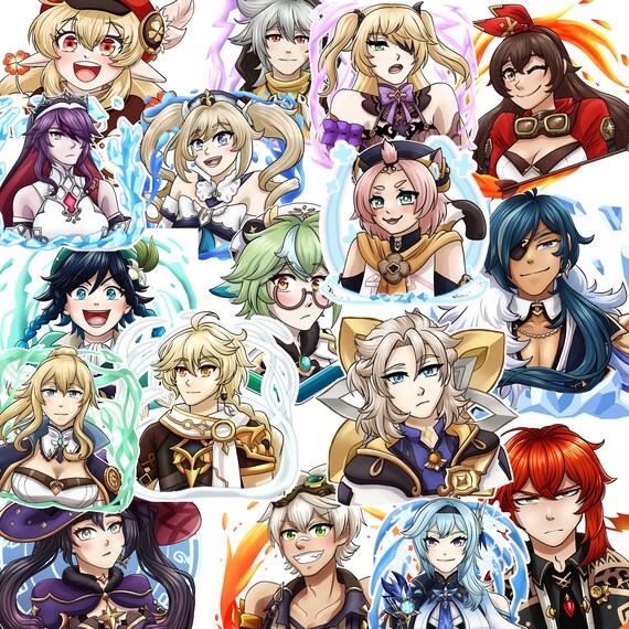 Mondstadt Genshin Impact Vinyl Stickers Characters | Etsy UK