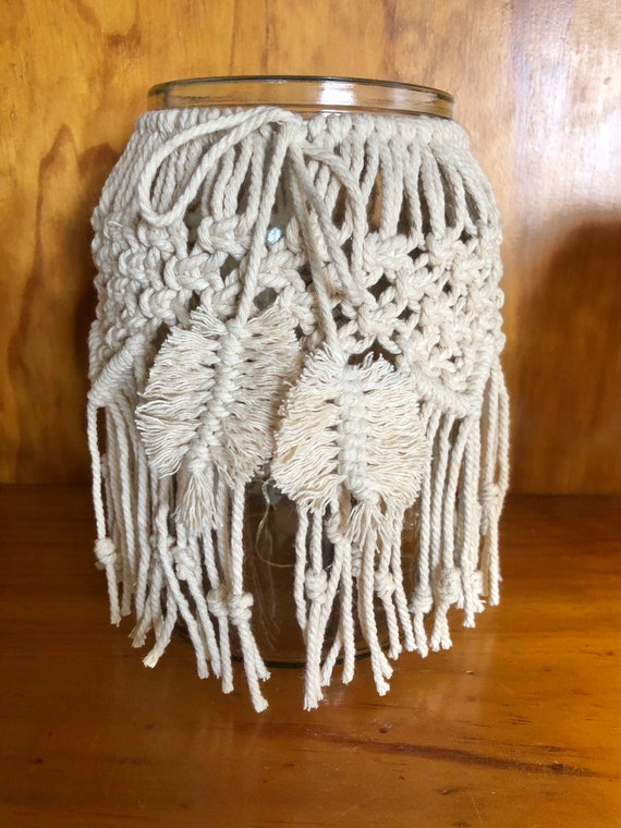 Macrame Jar Cover Macrame Bottle Cover Wedding Decor Tea - Etsy
